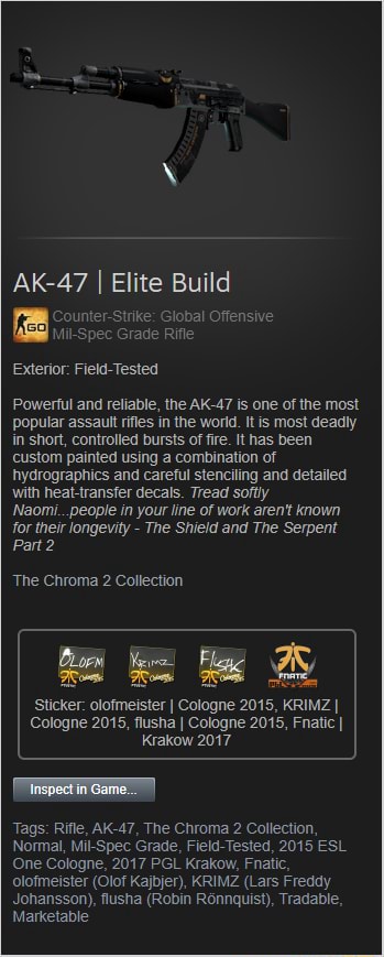 AK-47 I I Elite Build Counter. Global Grade Rifle Exterior: Field ...