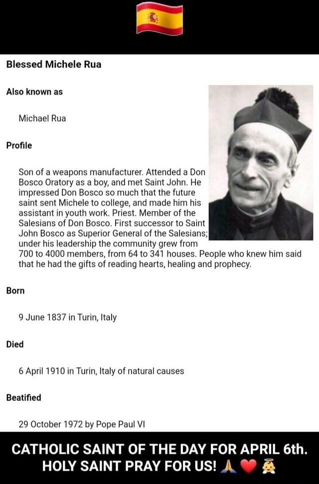 Blessed Michele Rua Also known as Michael Rua Profile Son of a weapons ...