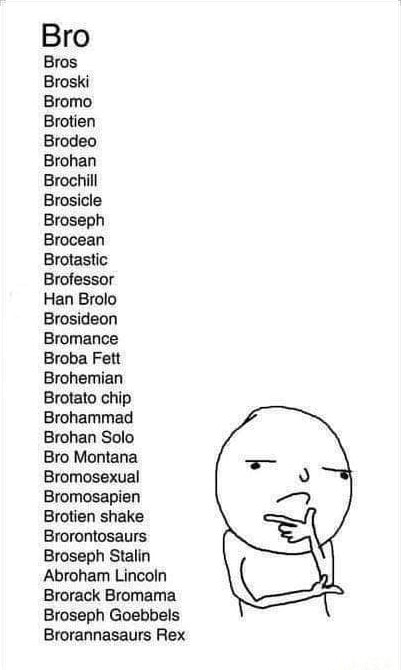 Bro Brodeo is Bromance Brotato chip Bro Montana Broseph Stalin ...