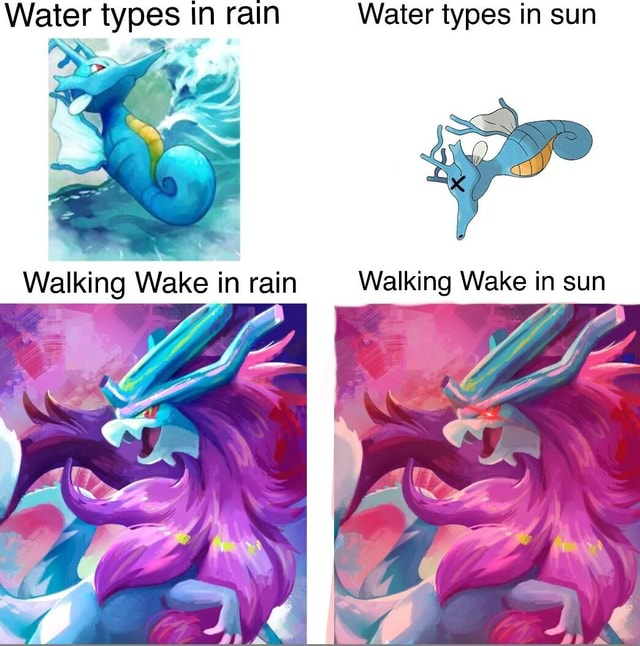 Water types in rain Water types in sun Walking Wake ir in rain Walking ...