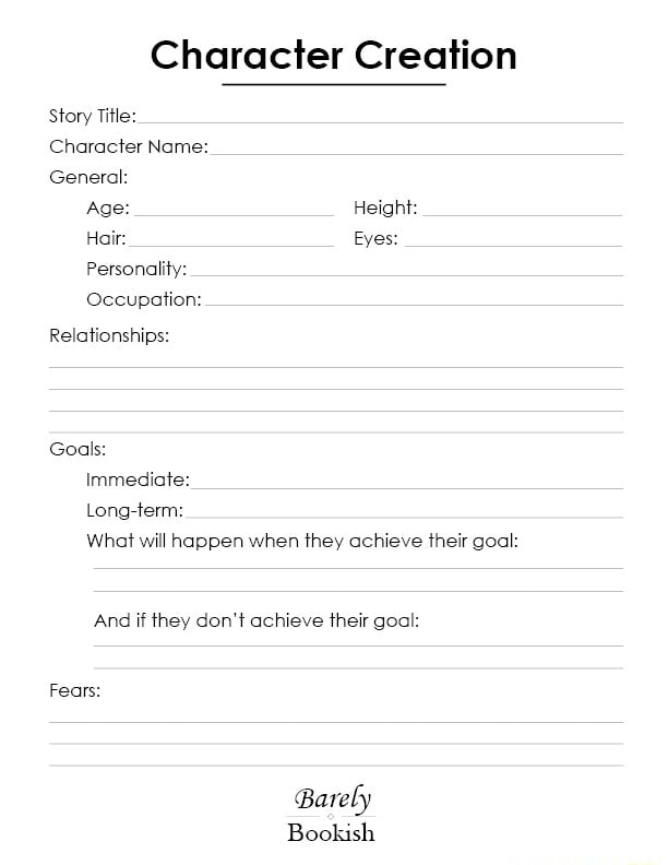 Character Creation Story Title: Character Name: General: Age: Height ...