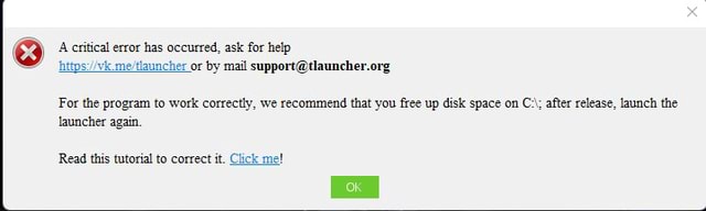 A critical error has occurred, ask for help /vic me tlauncher or by ...