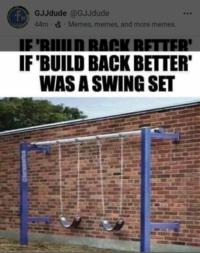 In Memes, memes, and more memes. IF BUILD BACK BETTER' WAS A SWING SET ...