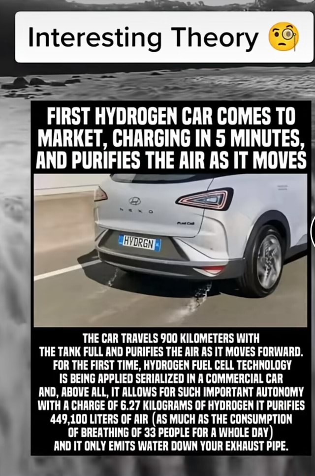Interesting Theory FIRST HYDROGEN CAR COMES TO MARKET, CHARGING IN 5 ...
