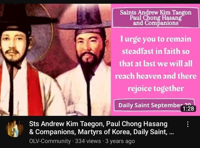 Saints Andrew Kim Taegon I Paul Chong Hasang and Companions urge you to ...