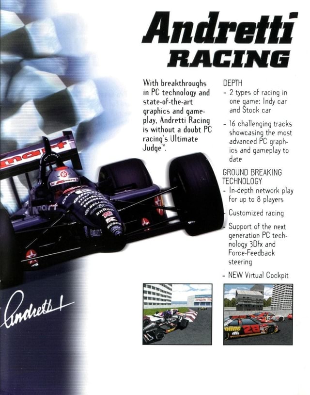 Alternate advert flyer - Andretti RACING With breakthroughs DEPTH in PC ...