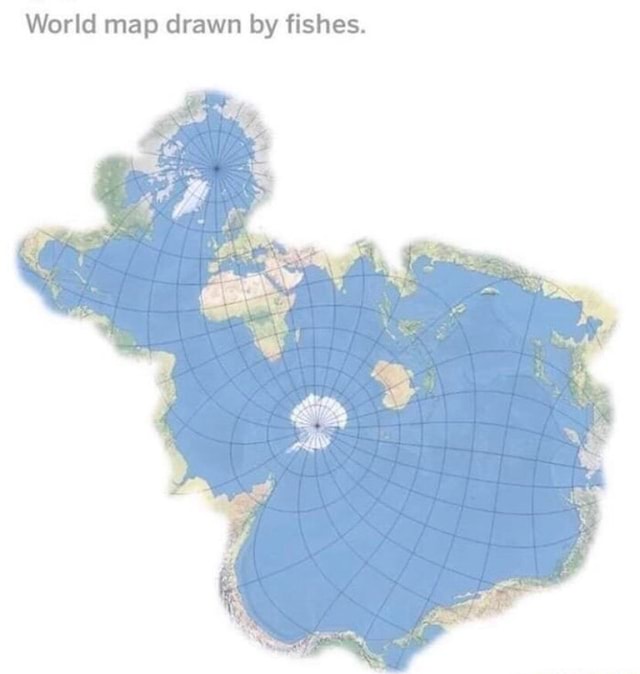 World map drawn by fishes. - iFunny