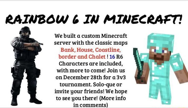 RAINBOW 6 IN MINECRAFT! We built a custom Minecraft server with the ...