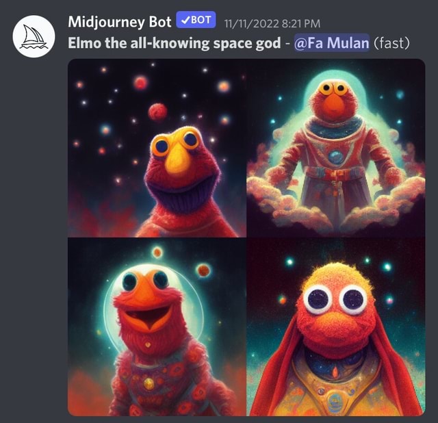 Midjourney Bot 2022 Elmo the all-knowing space god - Fa Mulan (fast ...