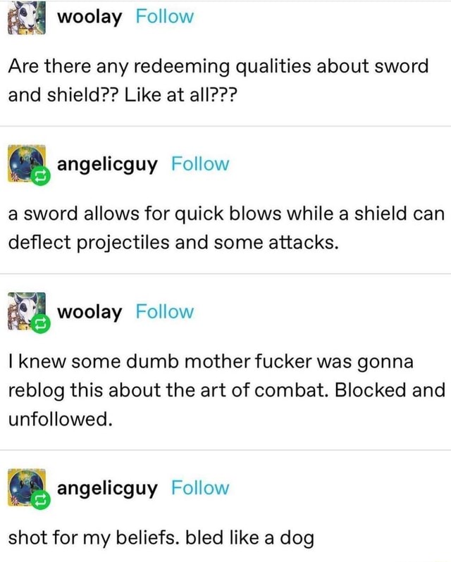 Woolay Follow Are there any redeeming qualities about sword and shield ...