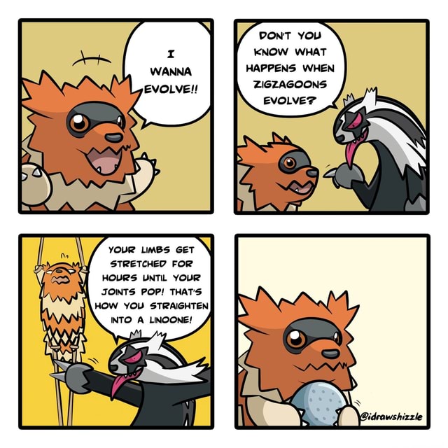 T You Know What Happens When Zigzagoons Evolve Your Limbs Get Stretched For Hours Until Your