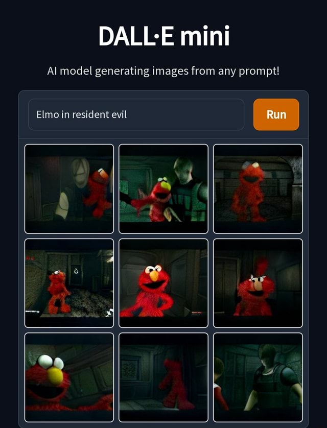 Mini Al model generating images from any prompt! Elmo in resident evil ...