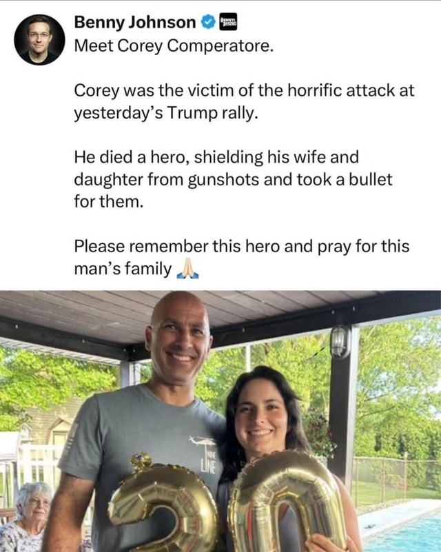 Benny Johnson Meet Corey Comperatore. Corey was the victim of the ...