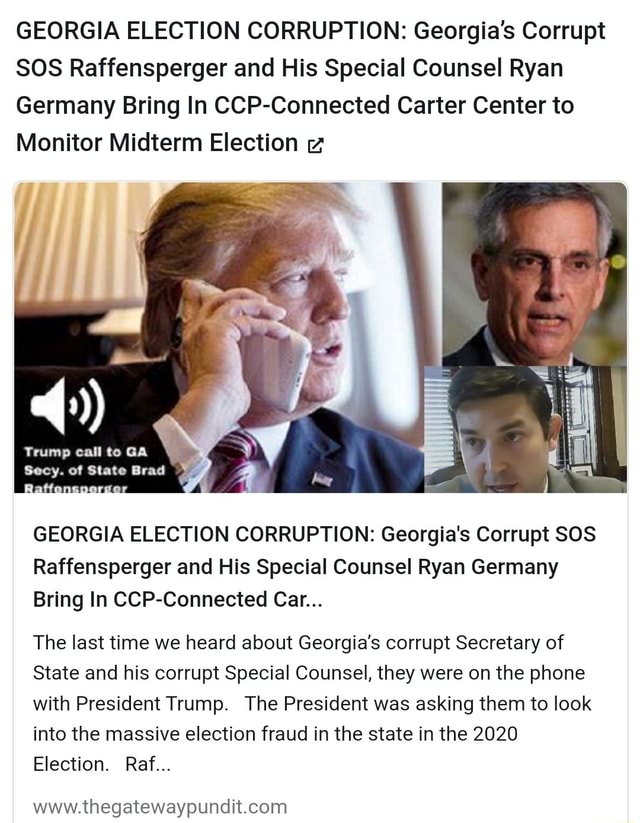 GEORGIA ELECTION CORRUPTION: Georgia's Corrupt SOS Raffensperger and ...