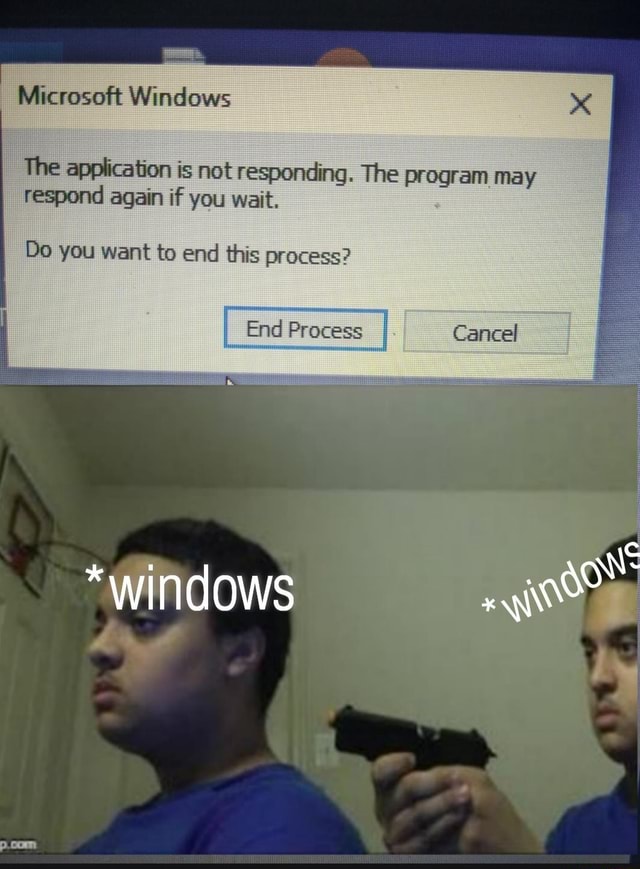 Microsoft Windows The application is not responding. The program may ...