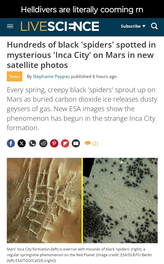 Helldivers are literally cooming rn LIVESCIENCE Hundreds of black ...