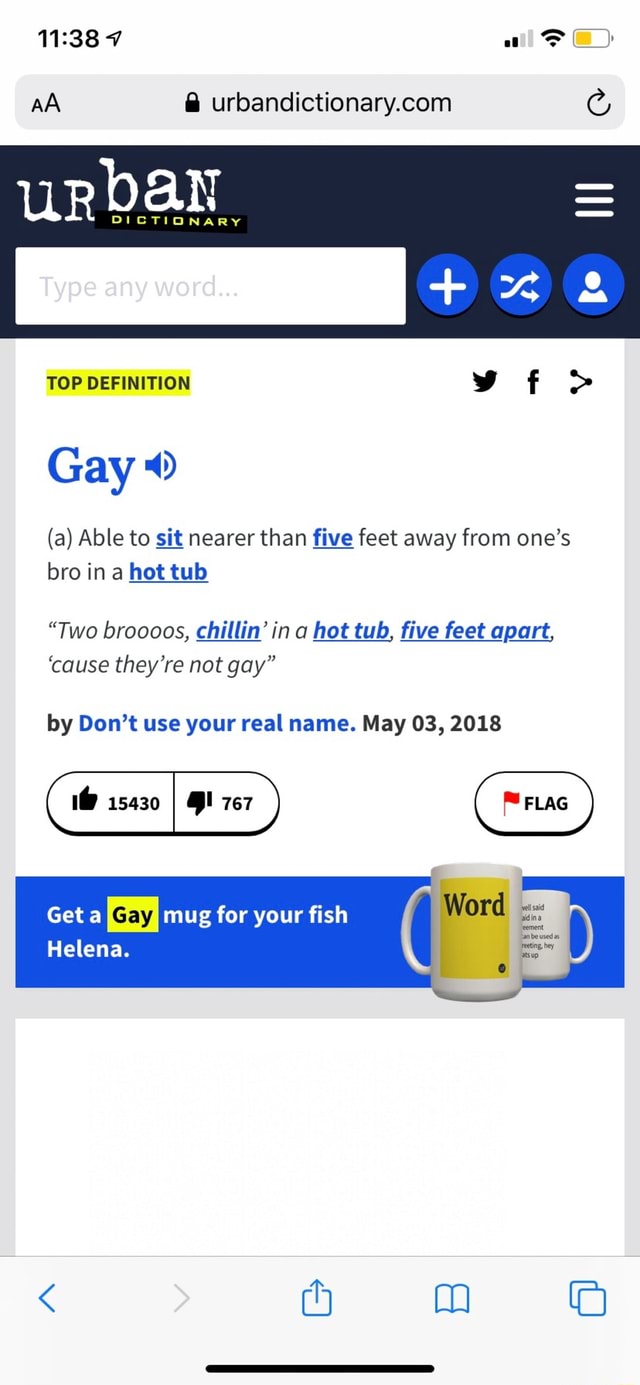 AA @ DICTIONARY Type any word... TOP DEFINITION f > Gay (a) Able to sit ...