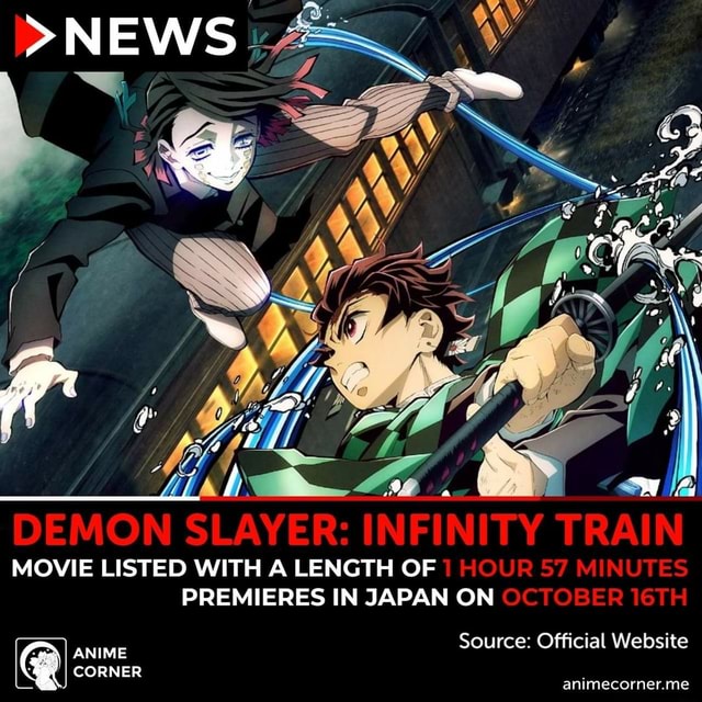 DEMON SLAYER: INFINITY TRAIN MOVIE LISTED WITH A LENGTH OF OU 57 ...