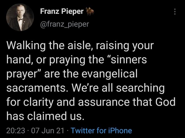 Franz Pieper @franz_pieper Walking the aisle, raising your hand, or ...