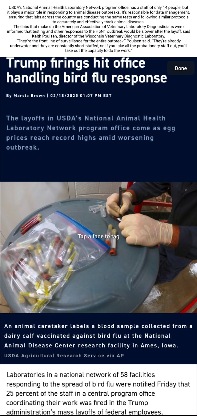 USDA's National Animal Health Laboratory Network program office has a ...