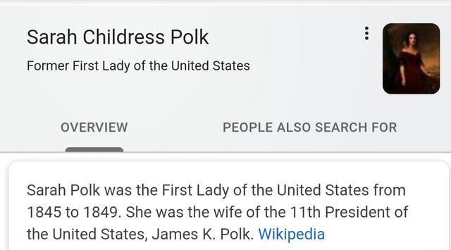 Sarah Childress Polk Former First Lady of the United States Sarah Polk ...