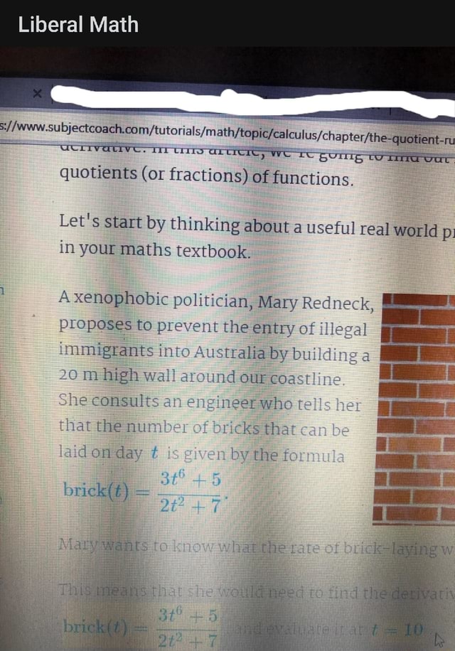 Liberal Math com we quotients (or fractions) of functions. Let's start ...