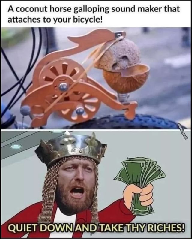 A coconut horse galloping sound maker that attaches to your bicycle ...