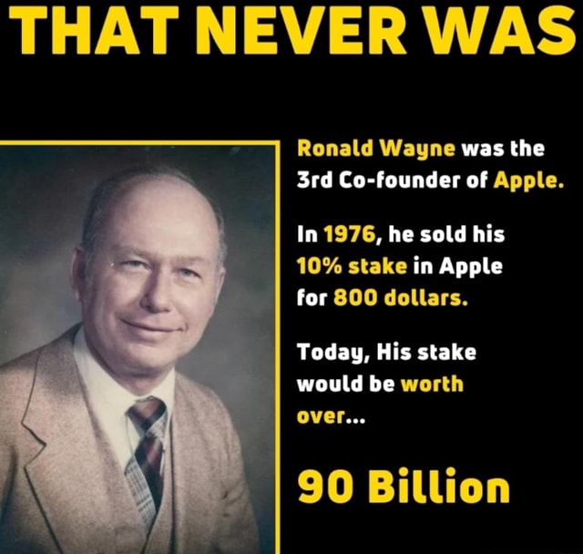 THAT NEVER WAS Ronald Wayne was the Co-founder of Apple. In 1976, he ...