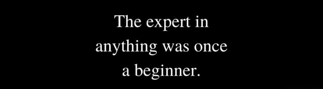 The expert in anything was once a beginner. - iFunny