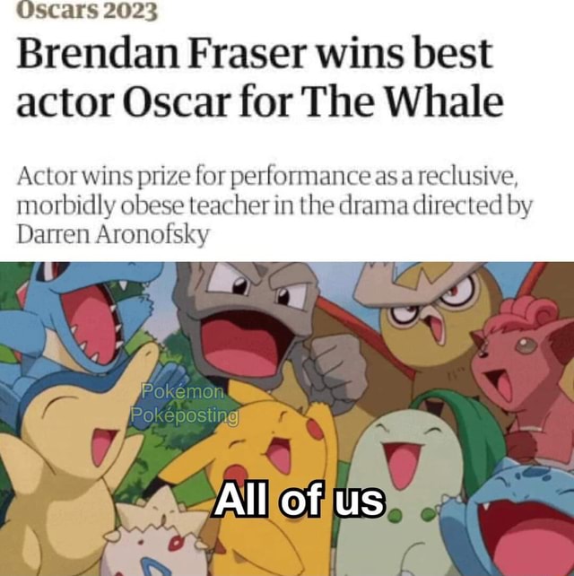 Oscars 2023 Brendan Fraser wins best actor Oscar for The Whale Actor ...
