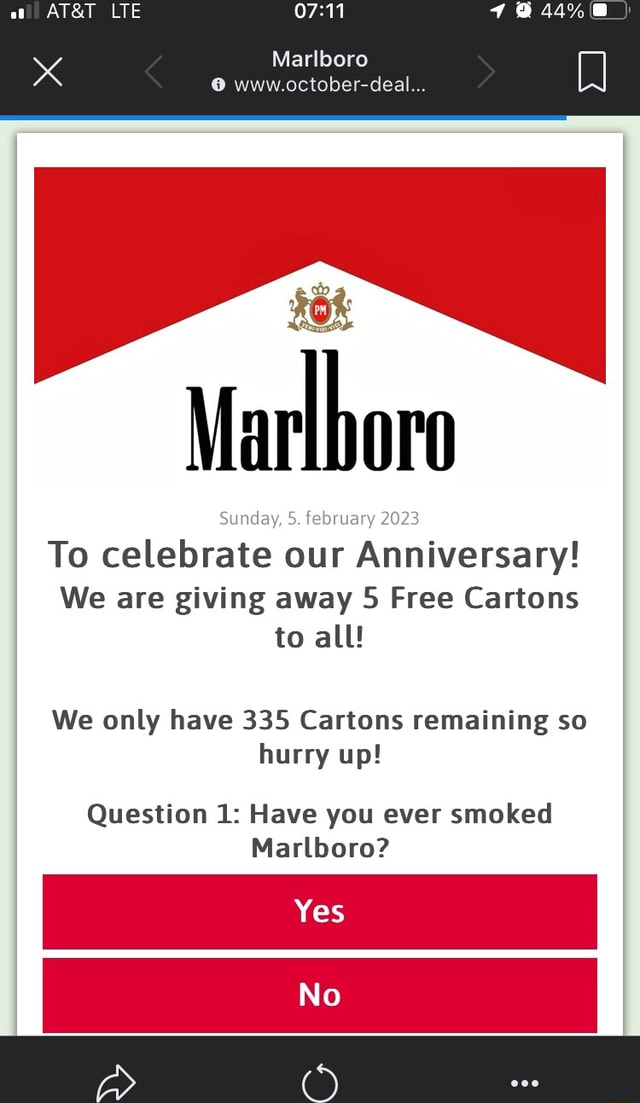 LTE Marlboro october deal Marlboro Sunday, 5. february 2023 To ...