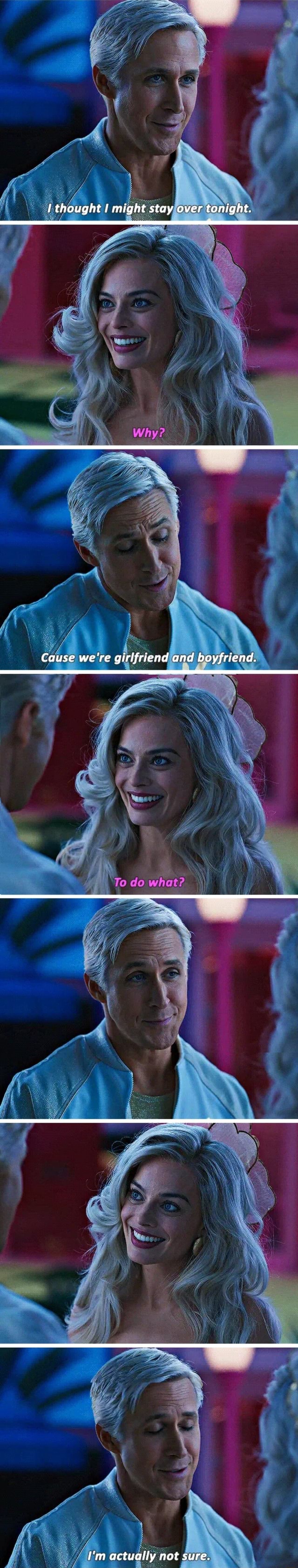 Thought I might stay over tonight. Cause we're girifriend and boyfriend ...