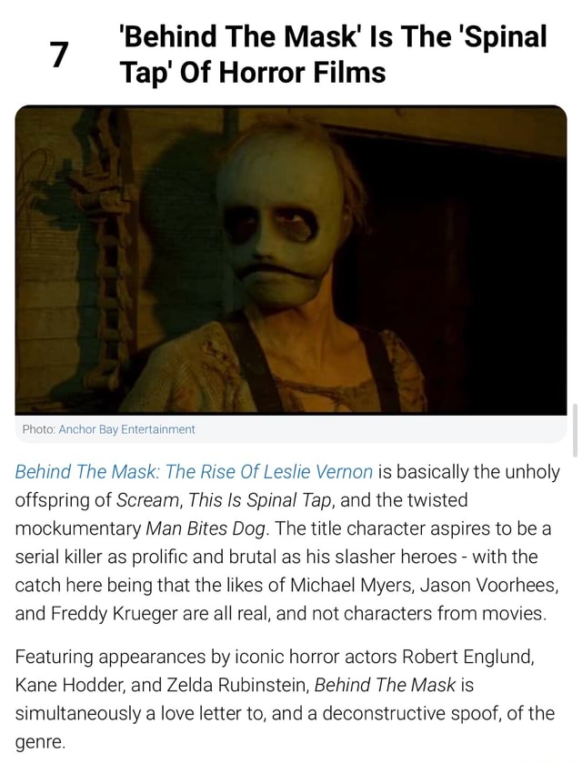 'Behind The Mask' Is The 'Spinal Tap' Of Horror Films Photo: Anchor Bay ...