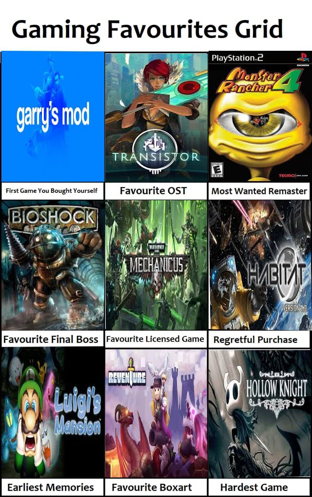 Gaming Favourites Grid PlayStation. I MicnSer, garry's mod TRANSISTOR ...