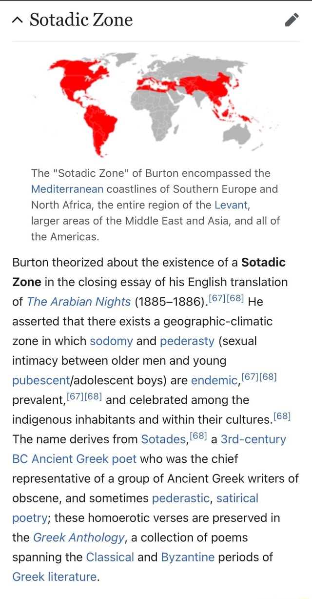 Sotadic Zone The "Sotadic Zone" of Burton encompassed the Mediterranean ...