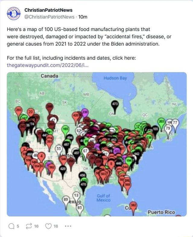 Here's a map of 100 US-based food manufacturing plants that were ...