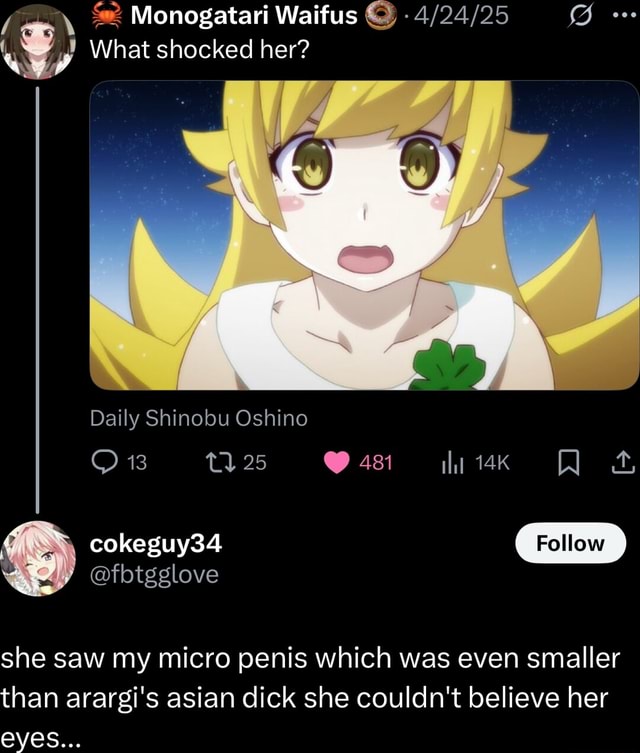 Monogatari Waifus ( What shocked her? Daily Shinobu Oshino On 25 Gas YQ ...