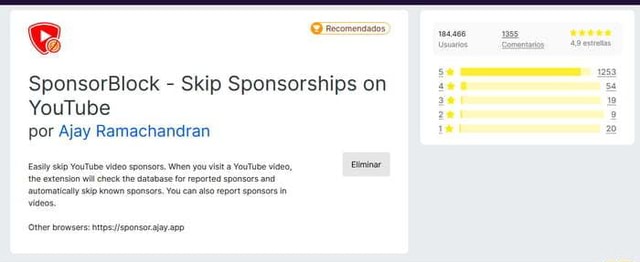 Ecomendodos SponsorBlock - Skip Sponsorships on YouTube por Ajay Ramachandran Easy skip YouTube ...