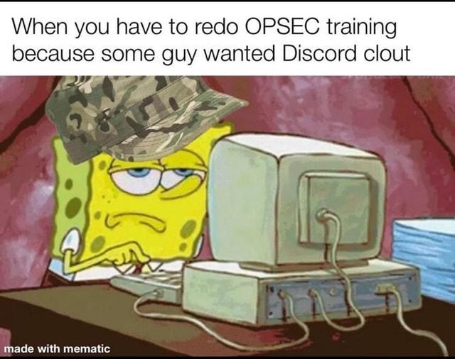 When you have to redo OPSEC training because some guy wanted Discord ...