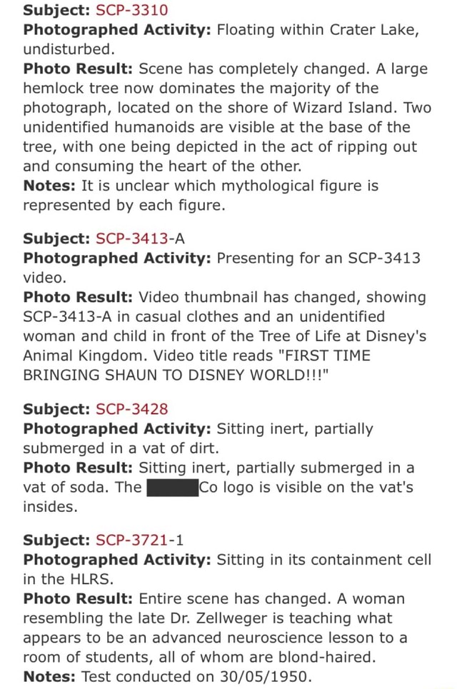 Subject: SCP-3310 Photographed Activity: Floating within Crater Lake ...