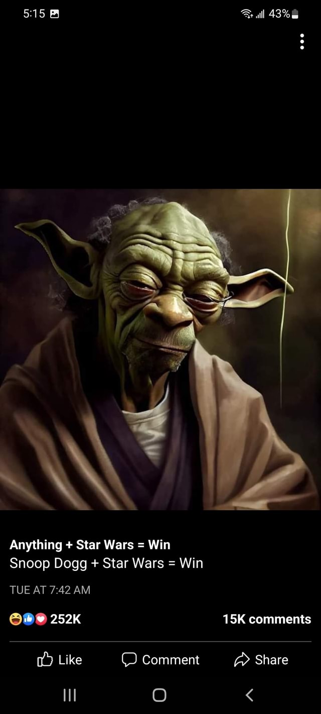 Anything + Star Wars = Win Snoop Dogg + Star Wars = Win TUE AT AM 252K ...