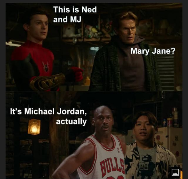 This is Ned and MJ It's Michael Jordan, actually Mary Jane? - iFunny
