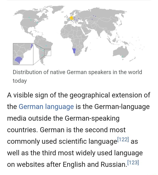 Distribution of native German speakers in the world today A visible ...