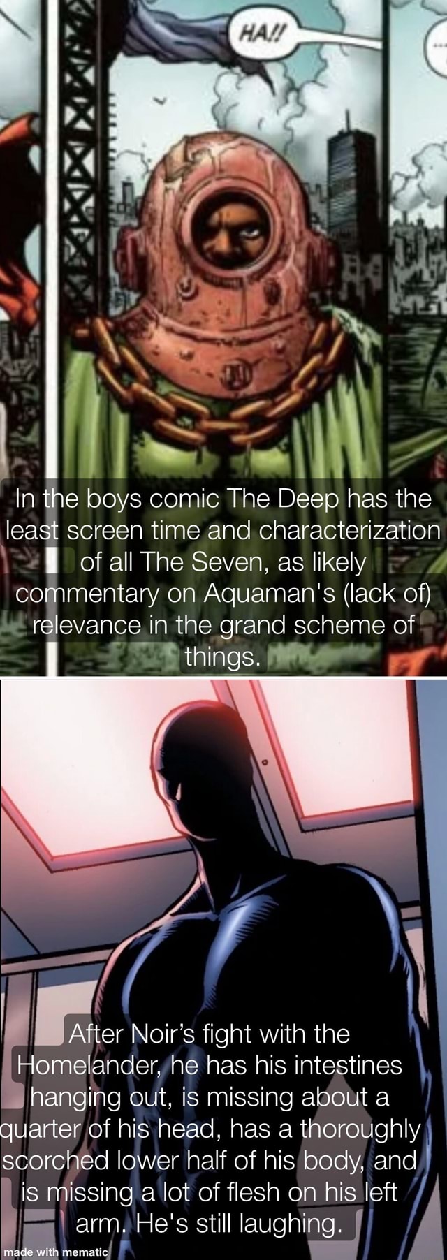 In the boys comic The Deep has the least screen time and ...