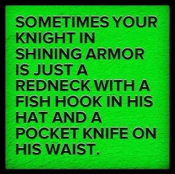 SOMETIMES YOUR KNIGHT IN I SHINING ARMOR IS JUST REDNECK WITH A FISH ...