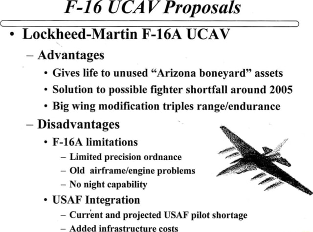 Proposals Lockheed-Martin F-16A UCAV - Advantages Gives life to unused ...