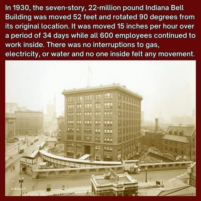In 1930, the seven-story, 22-million pound Indiana Bell Building was ...