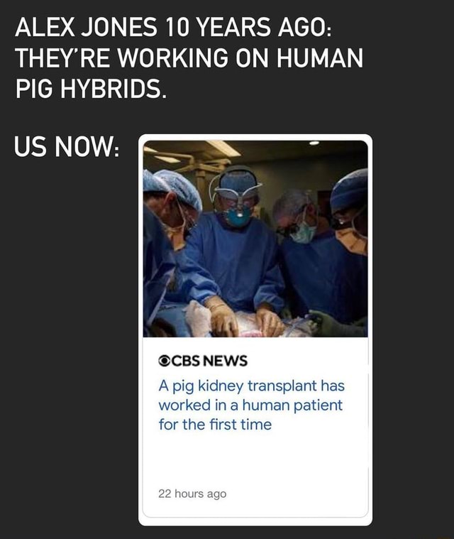 ALEX JONES 10 YEARS AGO: THEY'RE WORKING ON HUMAN PIG HYBRIDS. US NOW ...