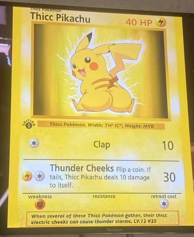 Ice Pikachu Thice Pokmon. Width: TH' Welght: RAY Clap 10 Thunder Cheeks ...