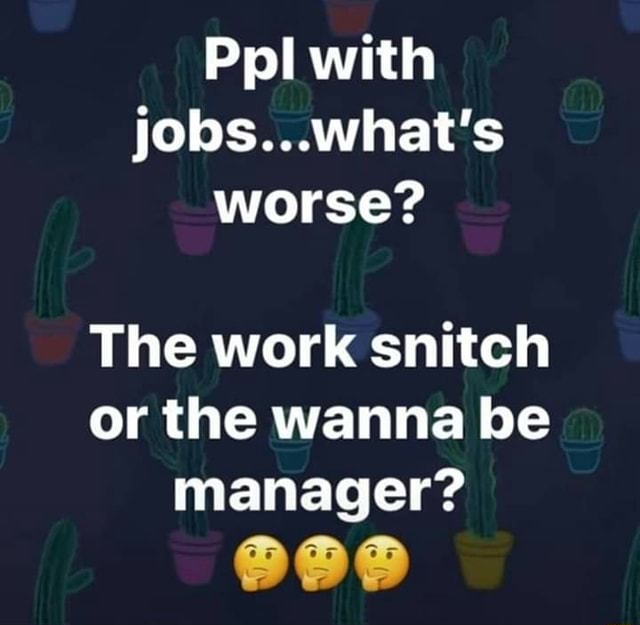 Ppl with jobs...what's worse? The work snitch or the wanna be manager ...